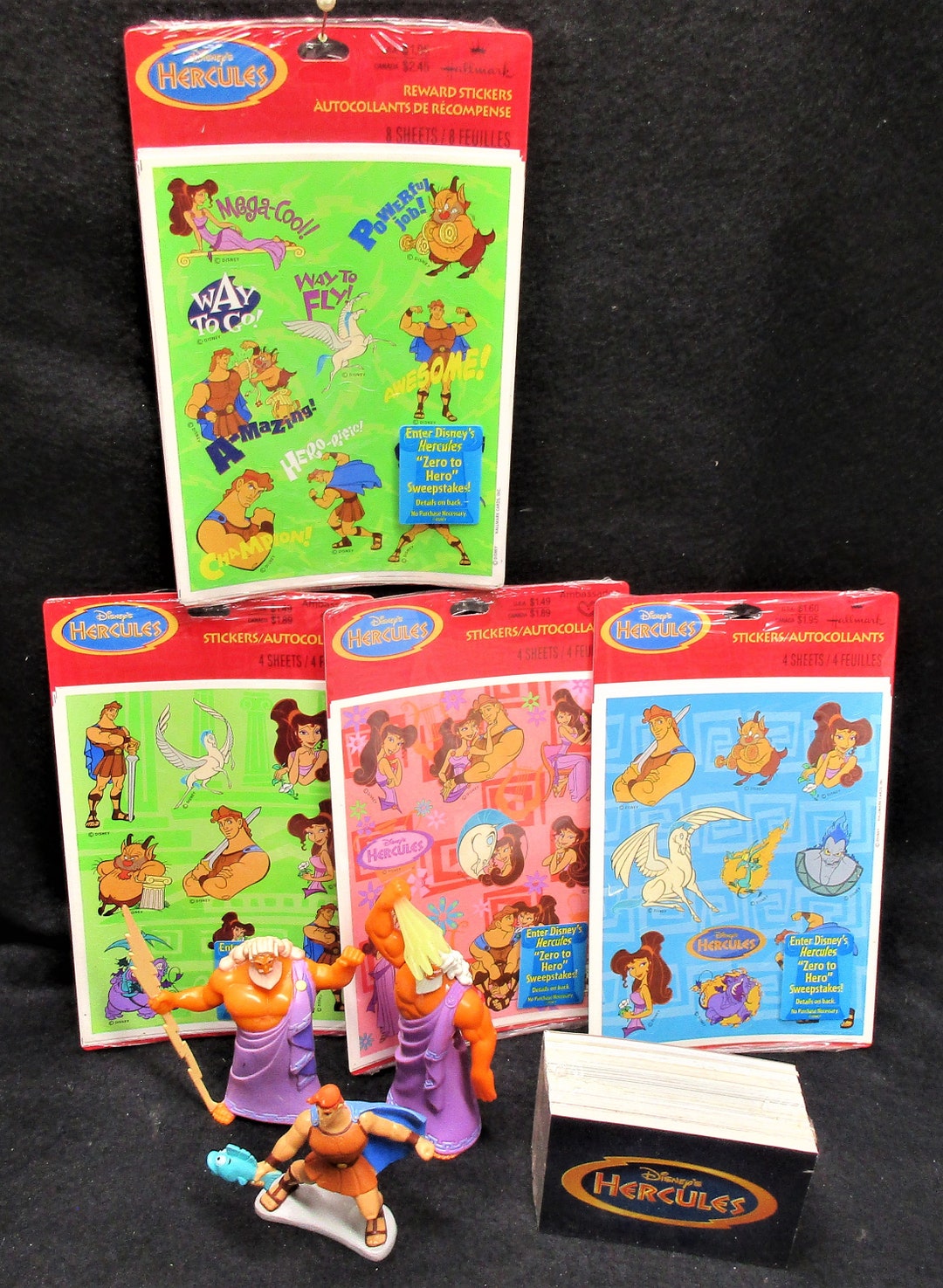No.3749} Set of 7 Disney Hercules Toys and Stickers Plus a Complete Set ...