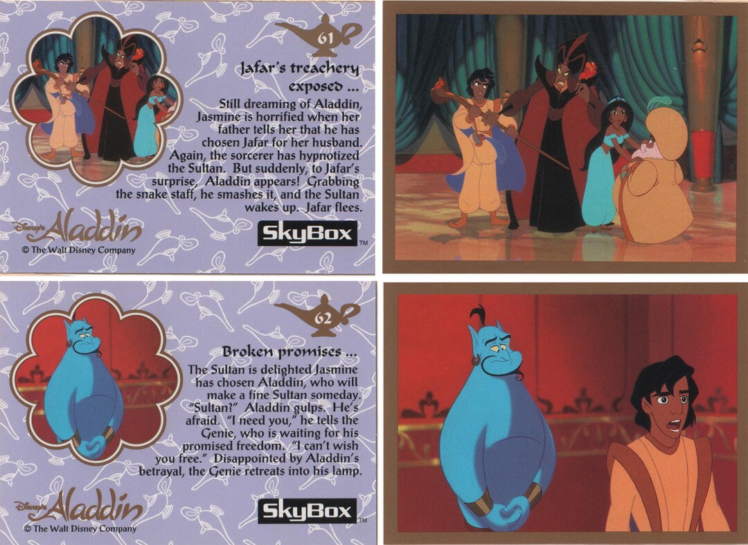 No2036a Set of 20 Disney Aladdin Trading Card 61 to 80 Collectable ...
