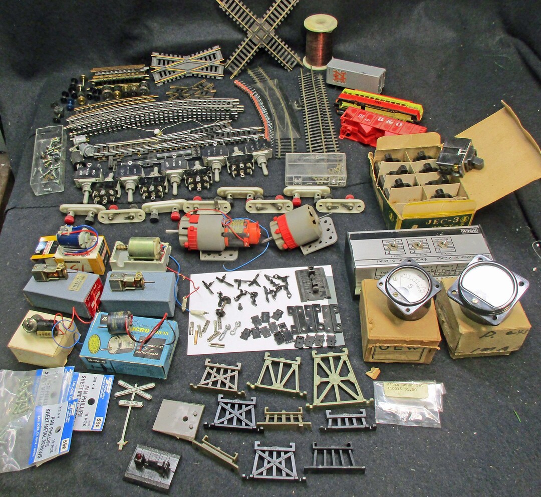 No.3562) 7.5 Lbs H O Scale Train Parts Track Motors Switches Gages and ...