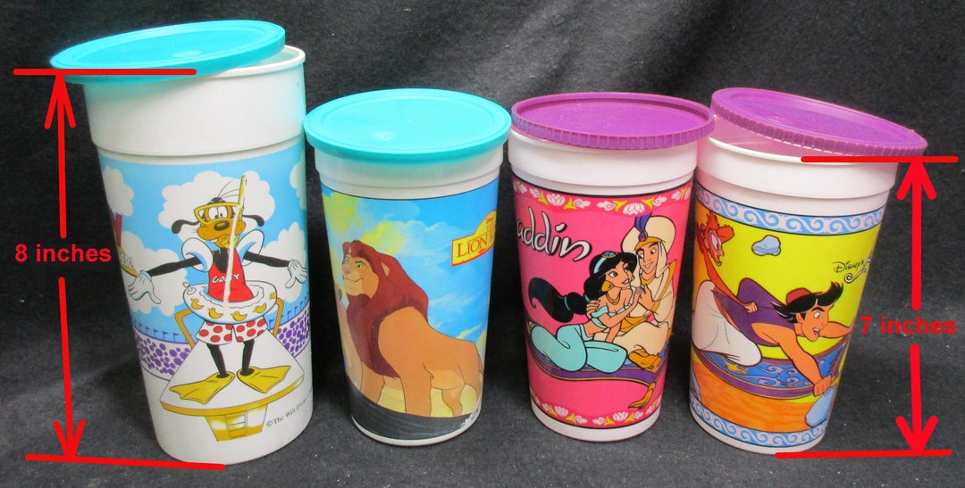 No.3500 Four Disney Lion King, Aladdin, Goofy, Fast Food Souvenir Cups ...