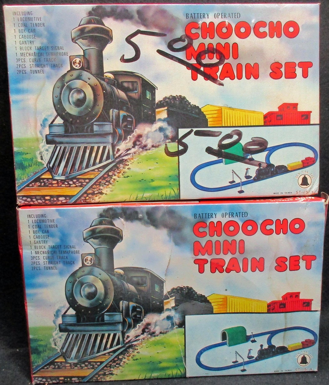 No.3555set of Two Mini Choocho Train Set Battery Operated, Plastic, 14 ...