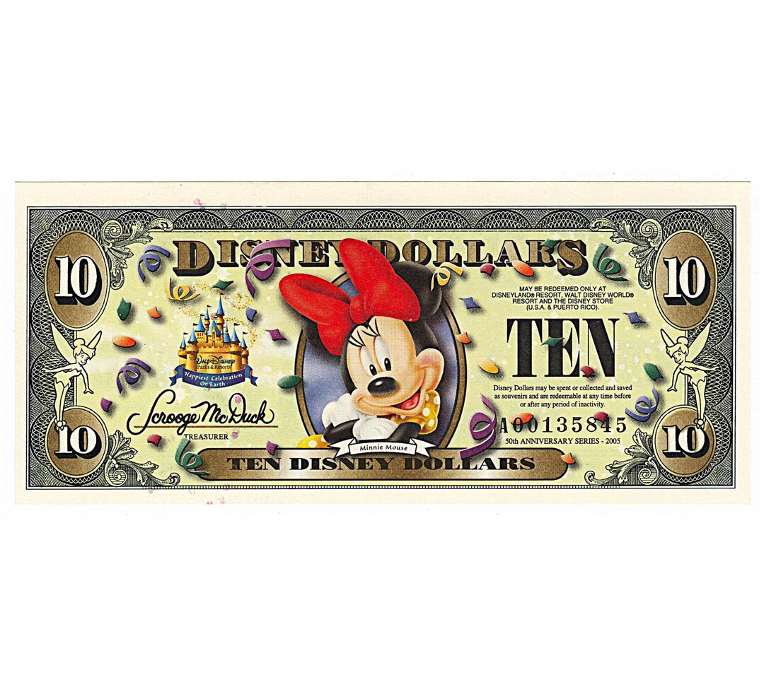 No.4314a) Disney Dollar, One, Minnie Mouse, Ten Dollars Bill, Series A ...
