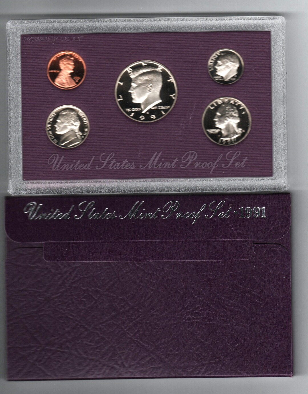 No.1084a} 1991-S 5 Coin Clad Proof Coin Set, Could Be PF-60 or Better ...