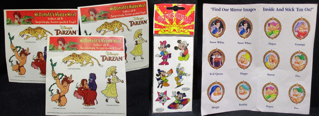 No.2497a 30 Disney Stickers, Tarzan, Mickey and Friends, and Snow White ...