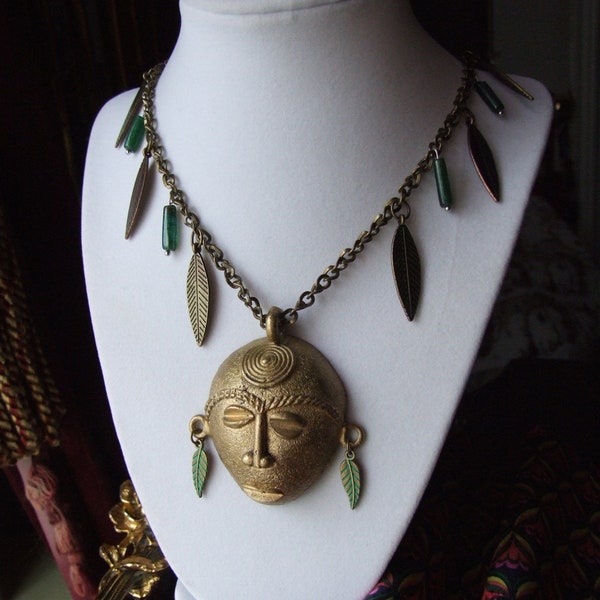 African Mask Pendant - Etsy