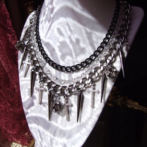 Punk Cross and Spike Layer Necklace/earring Set / Goth Cross and Spike ...
