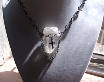 Vampire Raw Quartz Crystal Pendant / Large Gothic Quartz and | Etsy