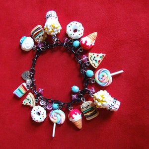 Cute Junk Food Charm Bracelet / Colorful Food Charm Bracelet / Funny ...