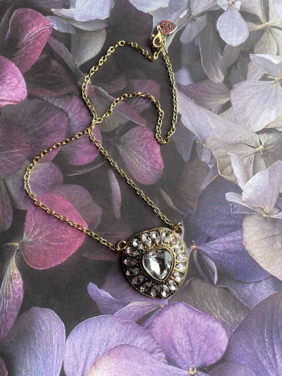 Beautiful Marquise Rhinestone Heart Necklace / Vintag… - Gem