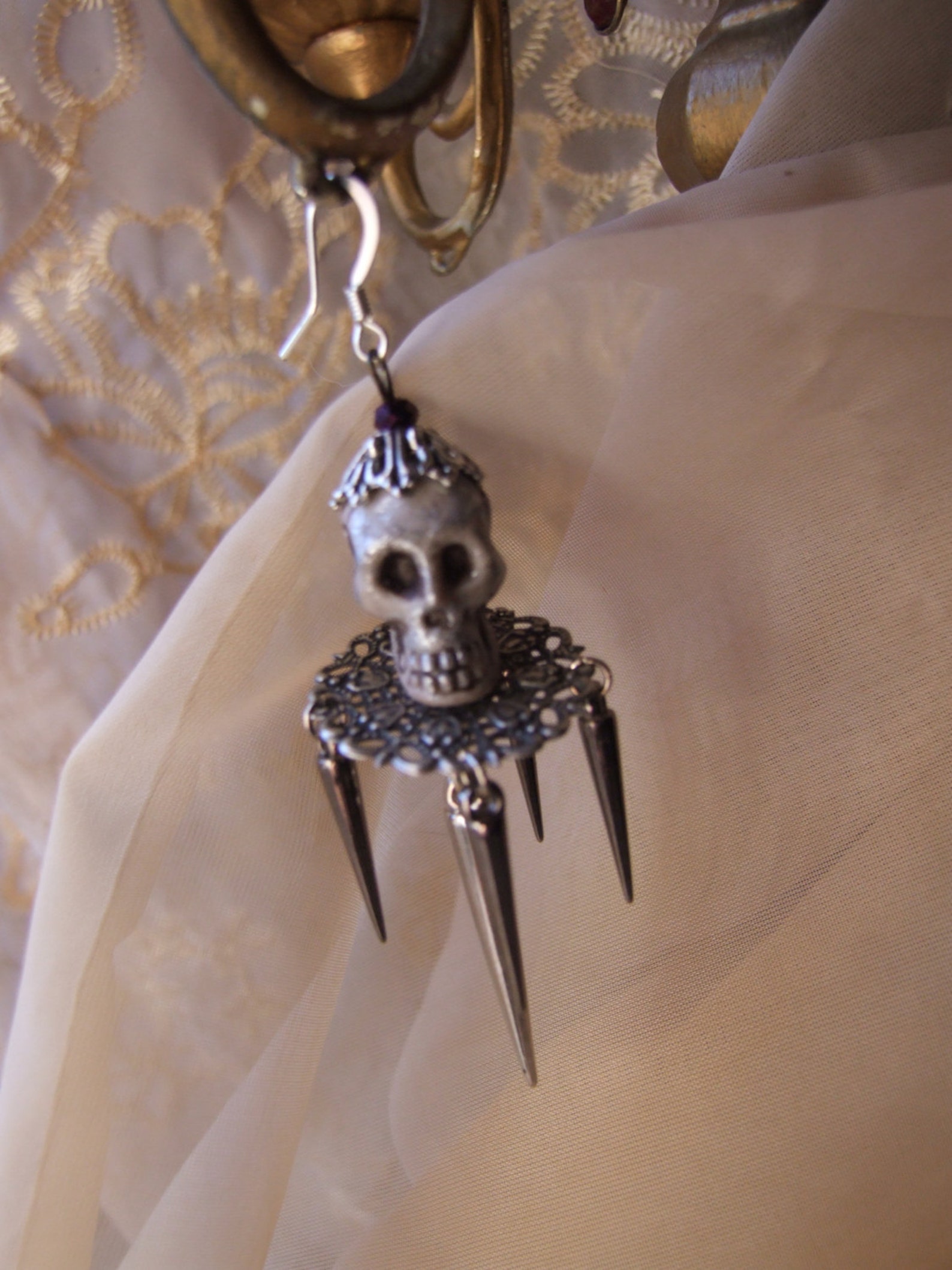 Jester Skull Filigree Chandelier Statement Earrings / Gothic Skulls ...