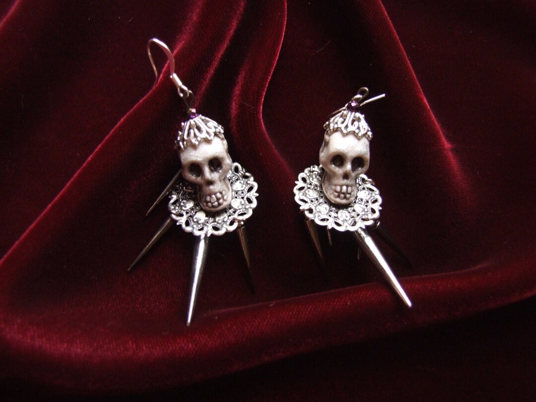 Jester Skull Filigree Chandelier Statement Earrings / Gothic Skulls ...
