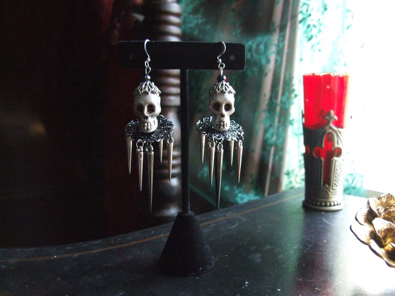 Jester Skull Filigree Chandelier Statement Earrings / Gothic Skulls ...