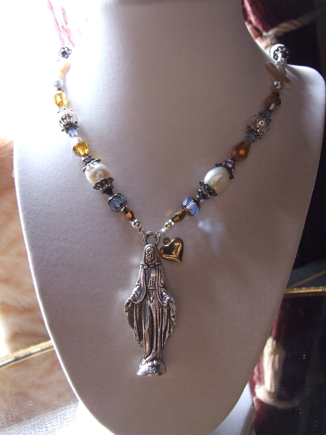 100th Anniversary Fatima Virgin Mary Pearl Necklace/earring Set / My ...