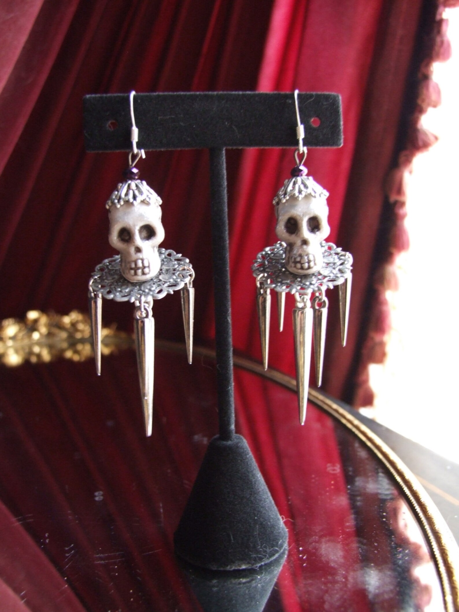 Jester Skull Filigree Chandelier Statement Earrings / Gothic Skulls ...