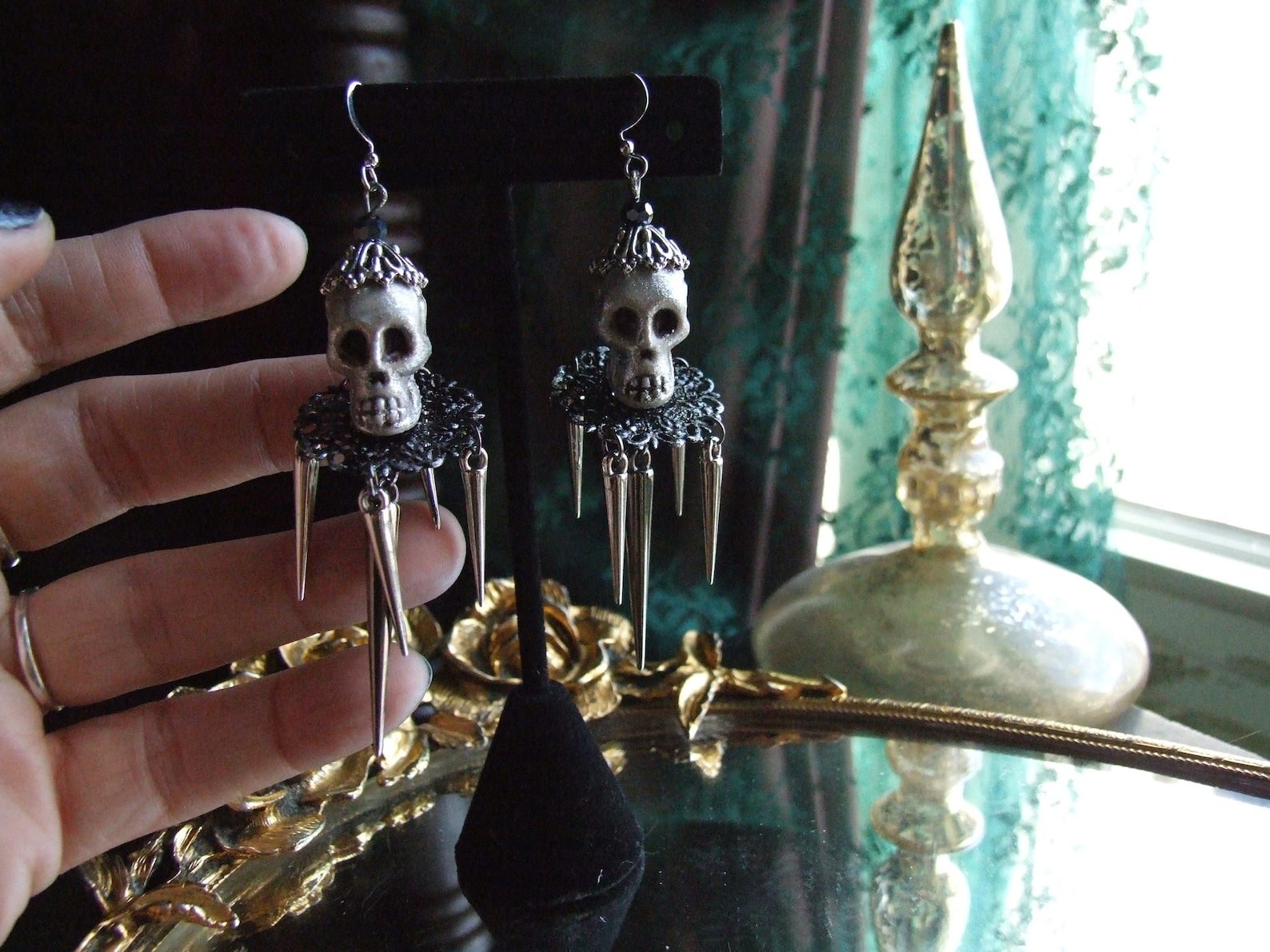Jester Skull Filigree Chandelier Statement Earrings / Gothic Skulls ...