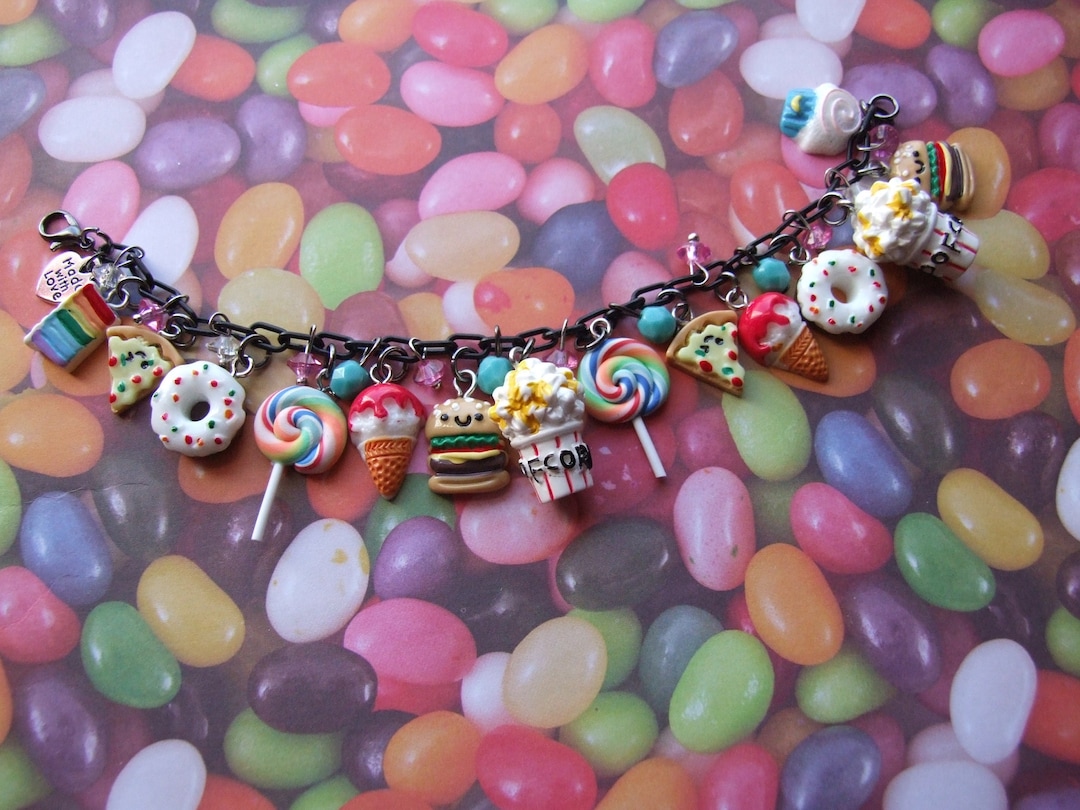 Cute Junk Food Charm Bracelet / Colorful Food Charm Bracelet / Funny ...