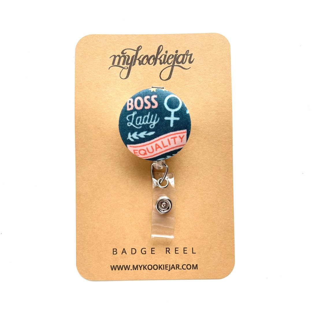Women Empowerment Boss Lady for Equality Fabric Button Retractable ...