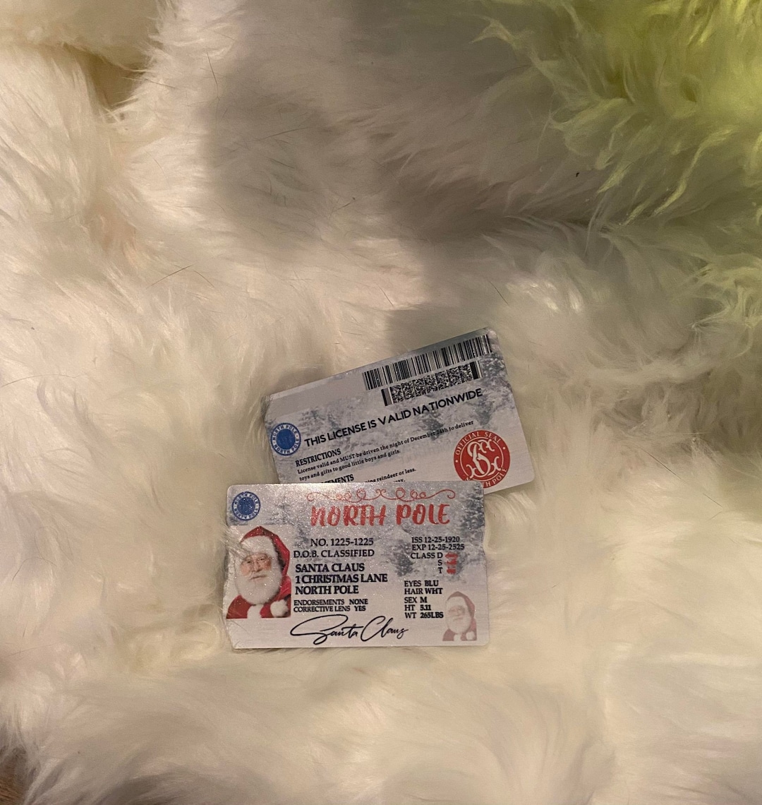 Santa Claus Lost Drivers License Card / Santa Lost ID Card / Kids ...