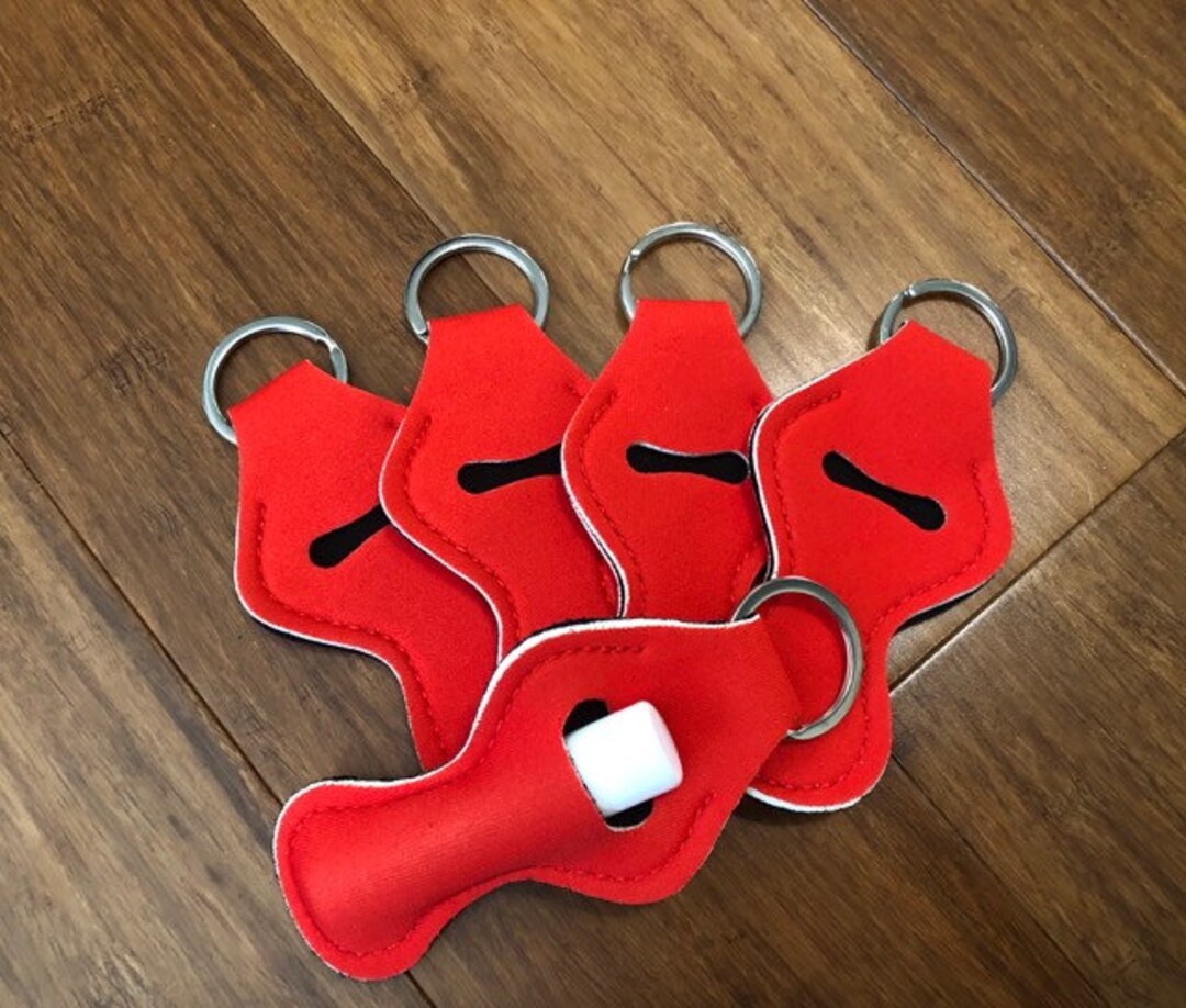 SOLID RED Chap Stick Key Chain/ Chapstick Holder/ Lip Gloss Key Chain ...