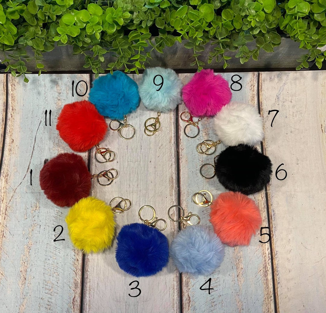 FLUFFY Ball ~ POM POM Ball Key Chain ~ Add On - Etsy
