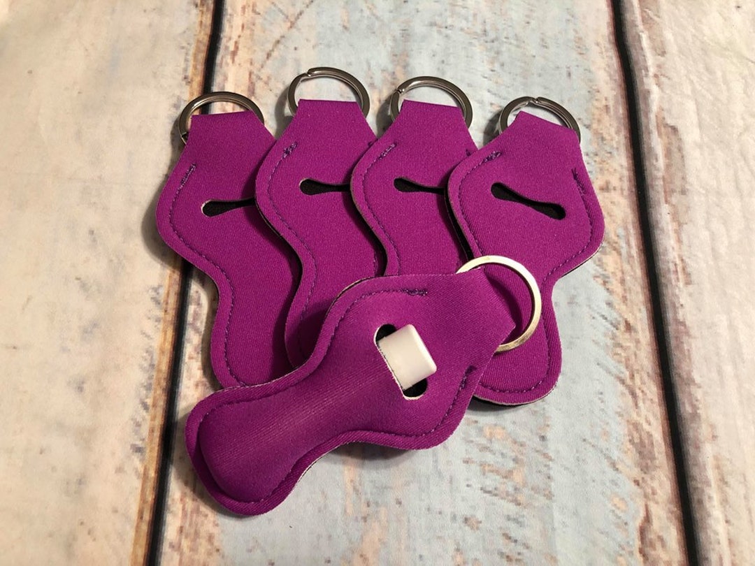 SOLID PURPLE - Chap Stick Key Chain/ Chapstick Holder/ Lip Gloss Key ...