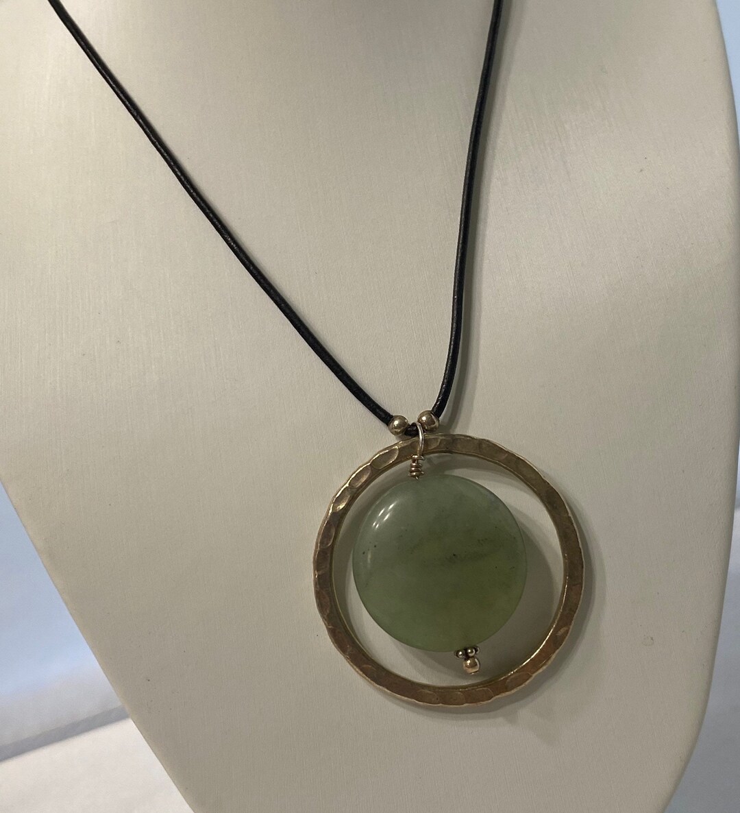 Hand Hammered Sterling Silver 925 Jade Circle Pendant Necklace Jewelry Gift 15 Inch - Etsy