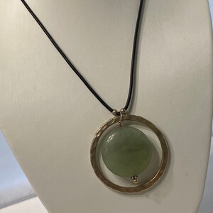 Hand Hammered Sterling Silver 925 Jade Circle Pendant Necklace Jewelry ...
