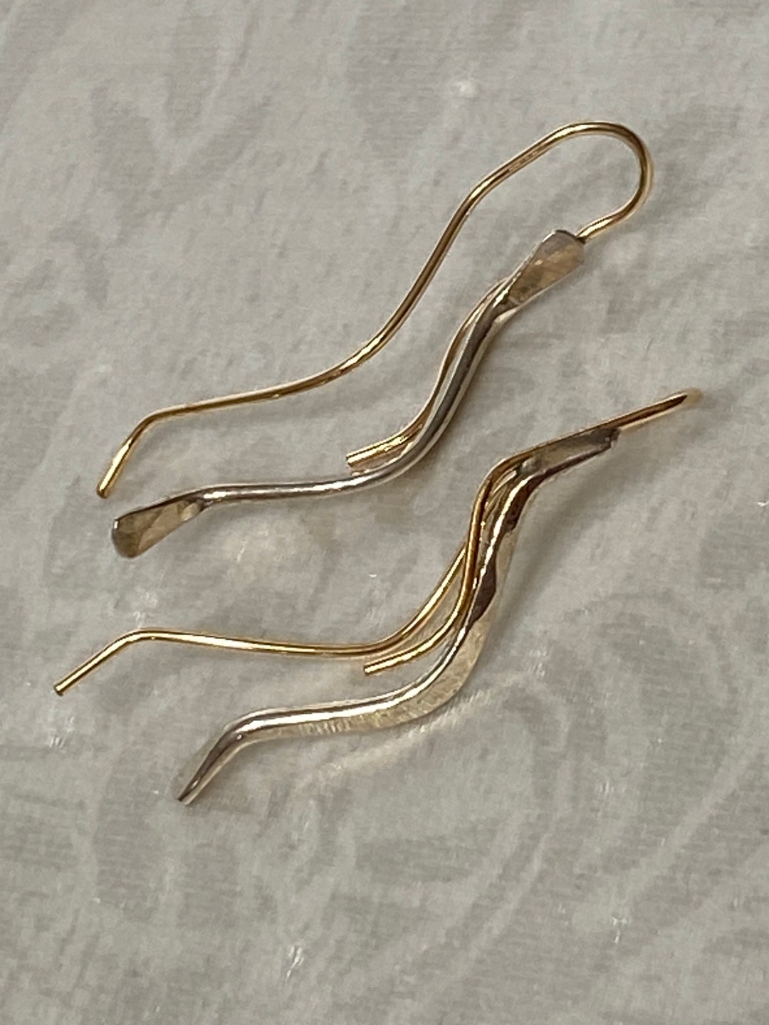 Sterling 925 Gold Vermeil Two Toned Ear Pins Earrings Fine Jewelry Gift ...