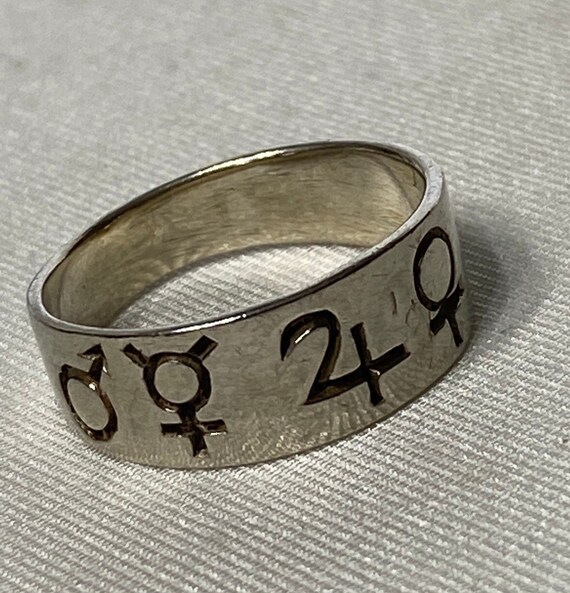 Gender Symbol Symbols Sterling Silver 925 Band Ring S… - Gem