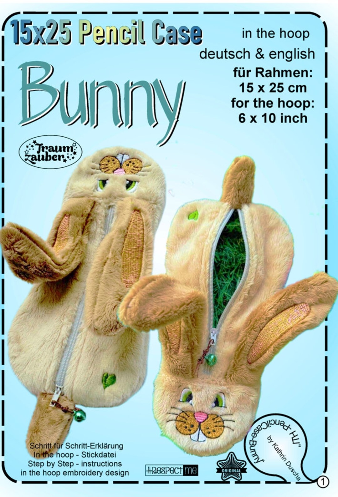 15 X 25 Cm - 6 X 10 Inch Pencil Case Bunny ITH - Etsy