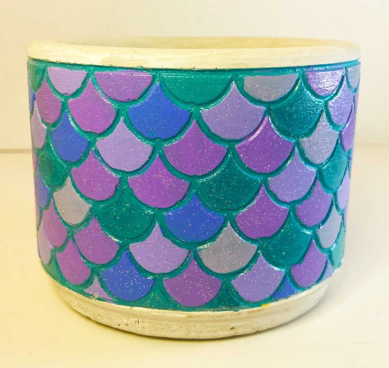 Sparkly Mermaid Planter Pot | Glittery Fish Scales | Handmade Hand ...