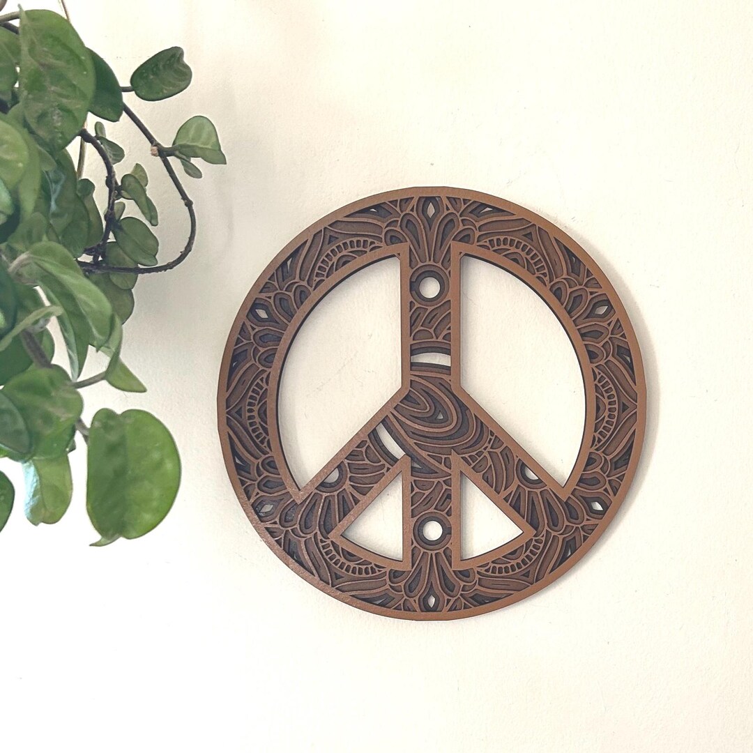Handmade Layered Wood Peace Sign: Boho Wall Decor - Etsy