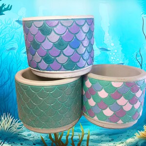 Sparkly Mermaid Planter Pot | Glittery Fish Scales | Handmade Hand ...