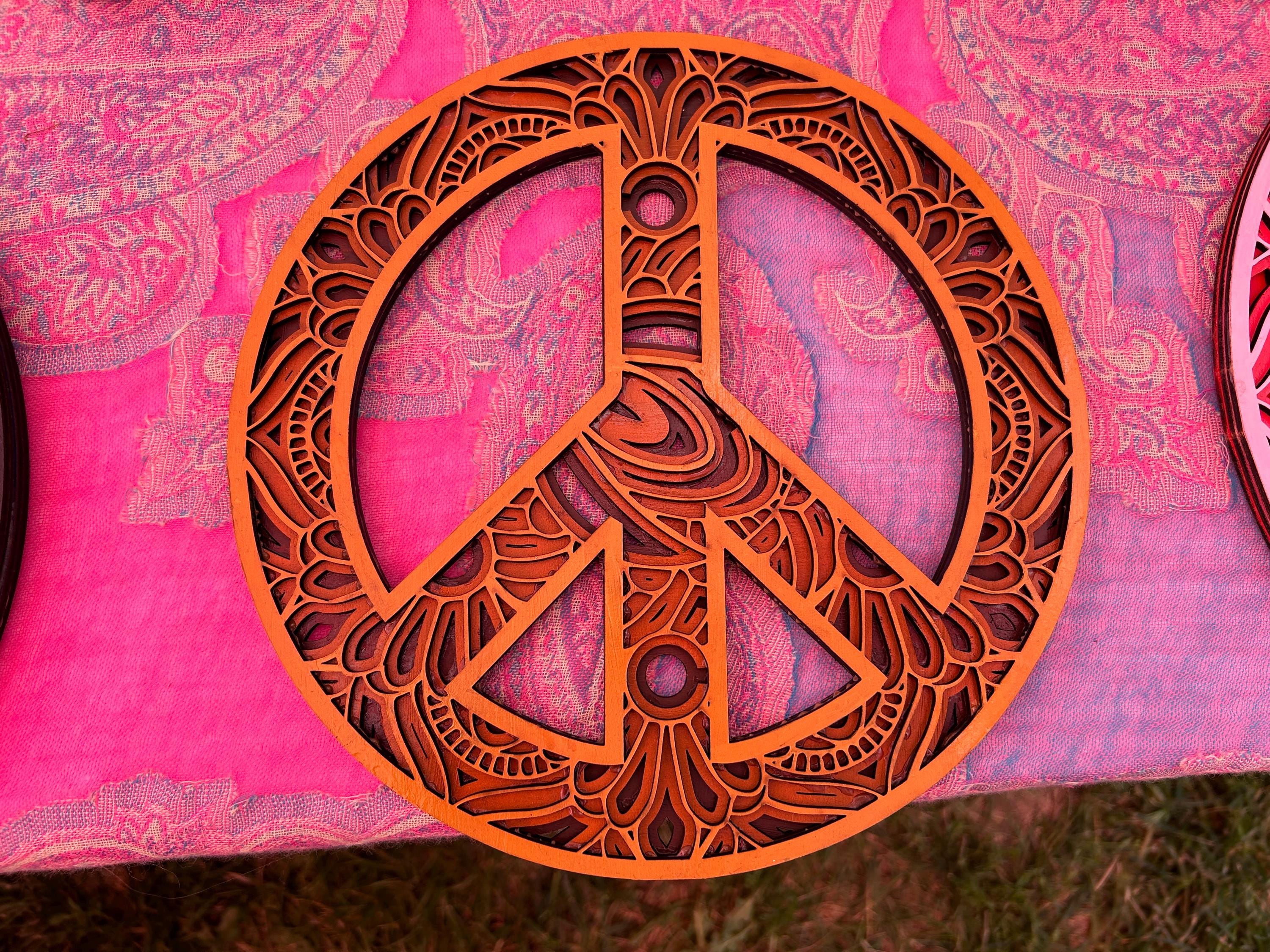 Handmade Layered Wood Peace Sign: Boho Wall Decor - Etsy