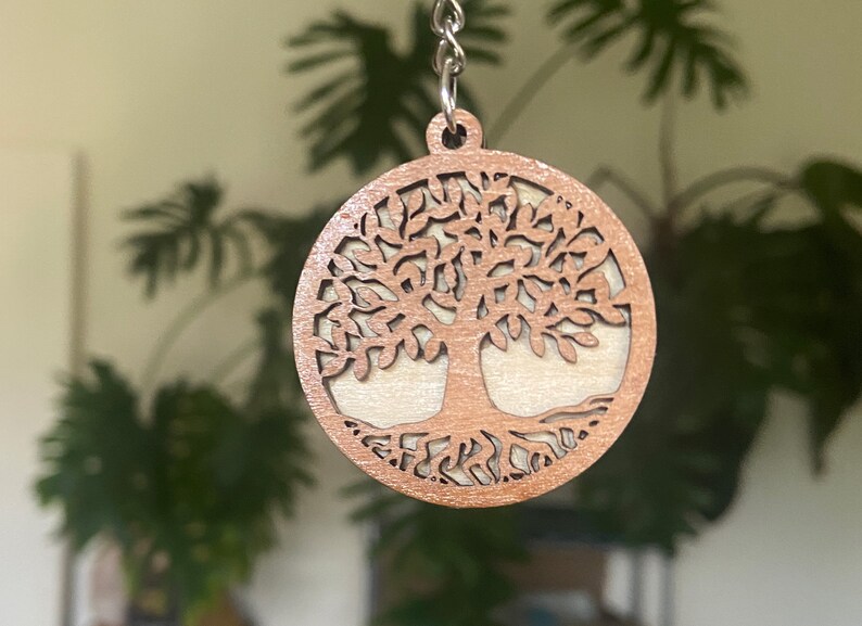 Wooden Tree of Life Keychain: Boho Rustic Charm - Etsy