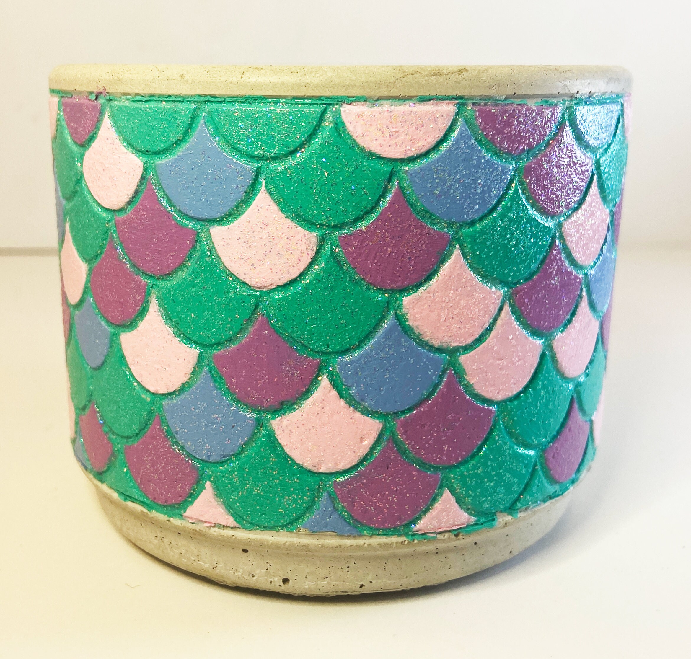 Sparkly Mermaid Planter Pot | Glittery Fish Scales | Handmade Hand ...