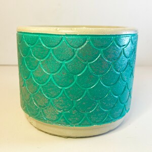 Sparkly Mermaid Planter Pot Glittery Fish Scales Handmade Hand-painted ...