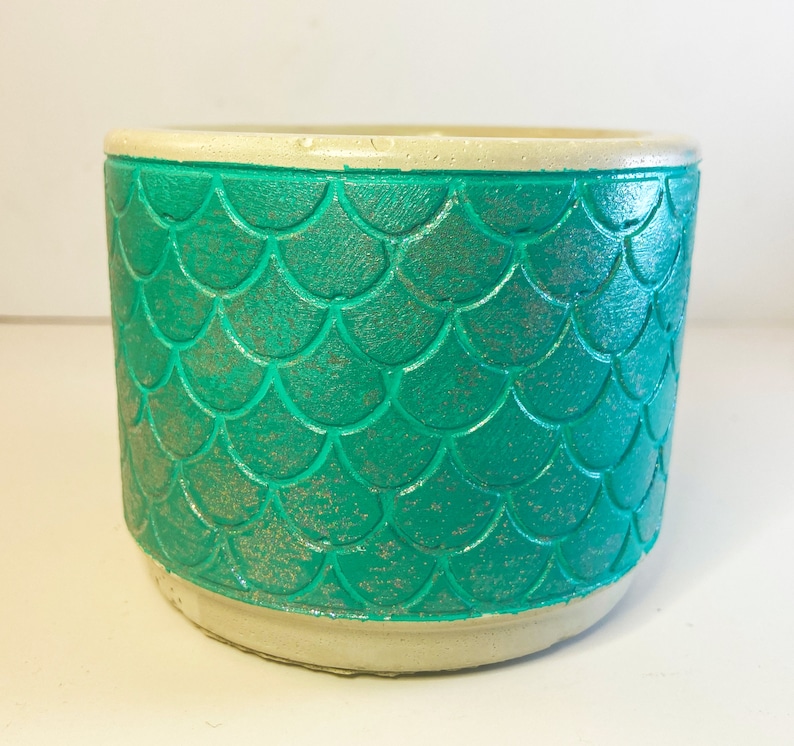 Sparkly Mermaid Planter Pot Glittery Fish Scales Handmade Hand-painted ...