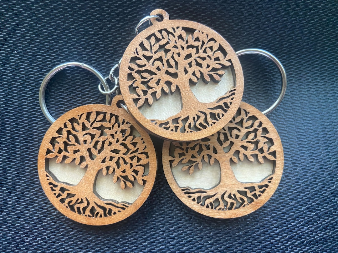 Wooden Tree of Life Keychain: Boho Rustic Charm - Etsy