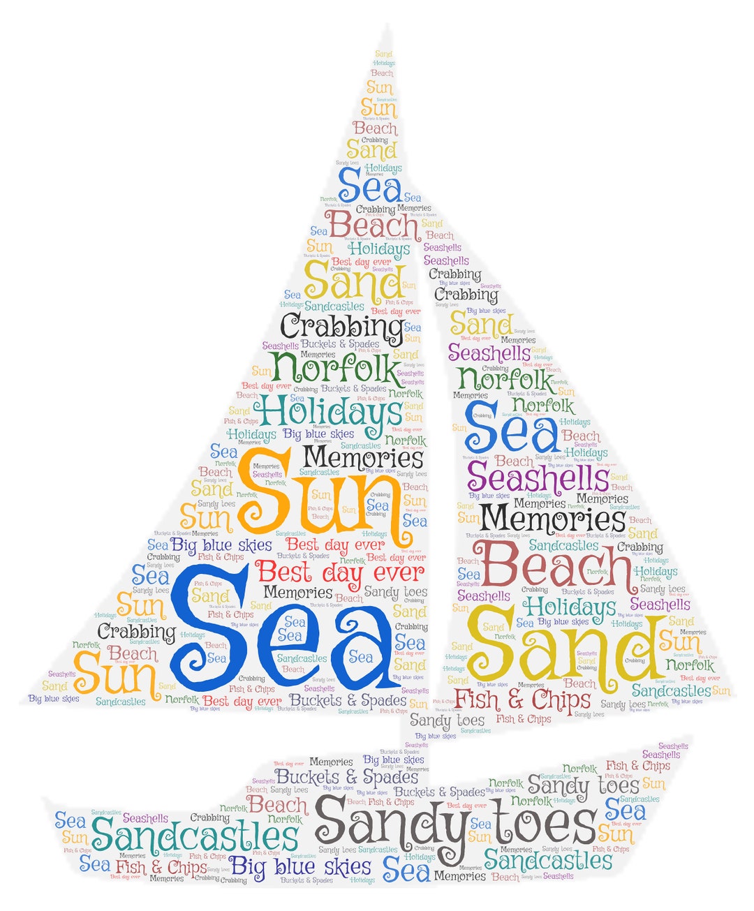 Sailing Boat Word Cloud Design A4 Digital Download - Etsy