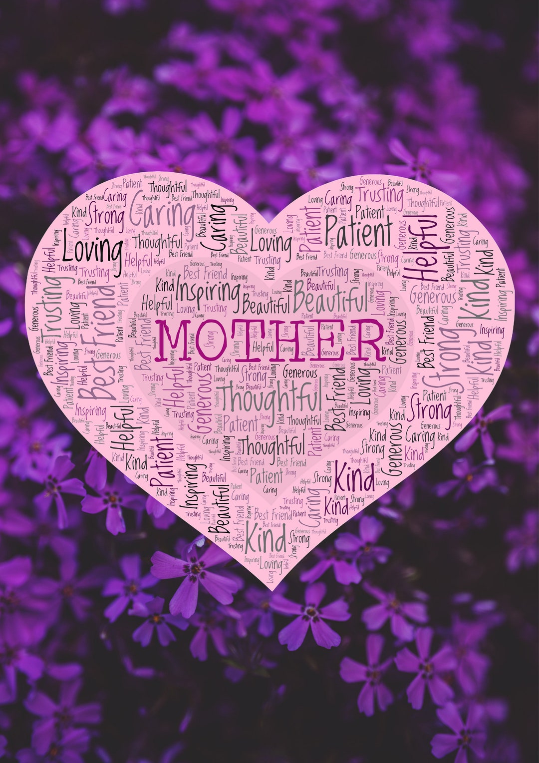 Mother Word Cloud on Purple Flower Background. HQ PNG Image to Download ...