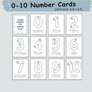 0-10 Number Tracing Cards, Digital Download, Preschool Homeschool ...