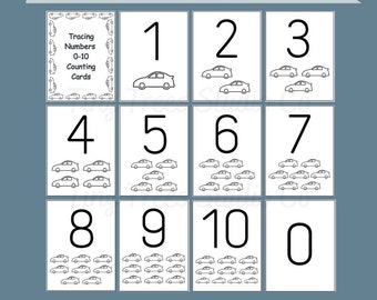 0-10 Number Tracing Cards, Digital Download, Preschool Homeschool ...