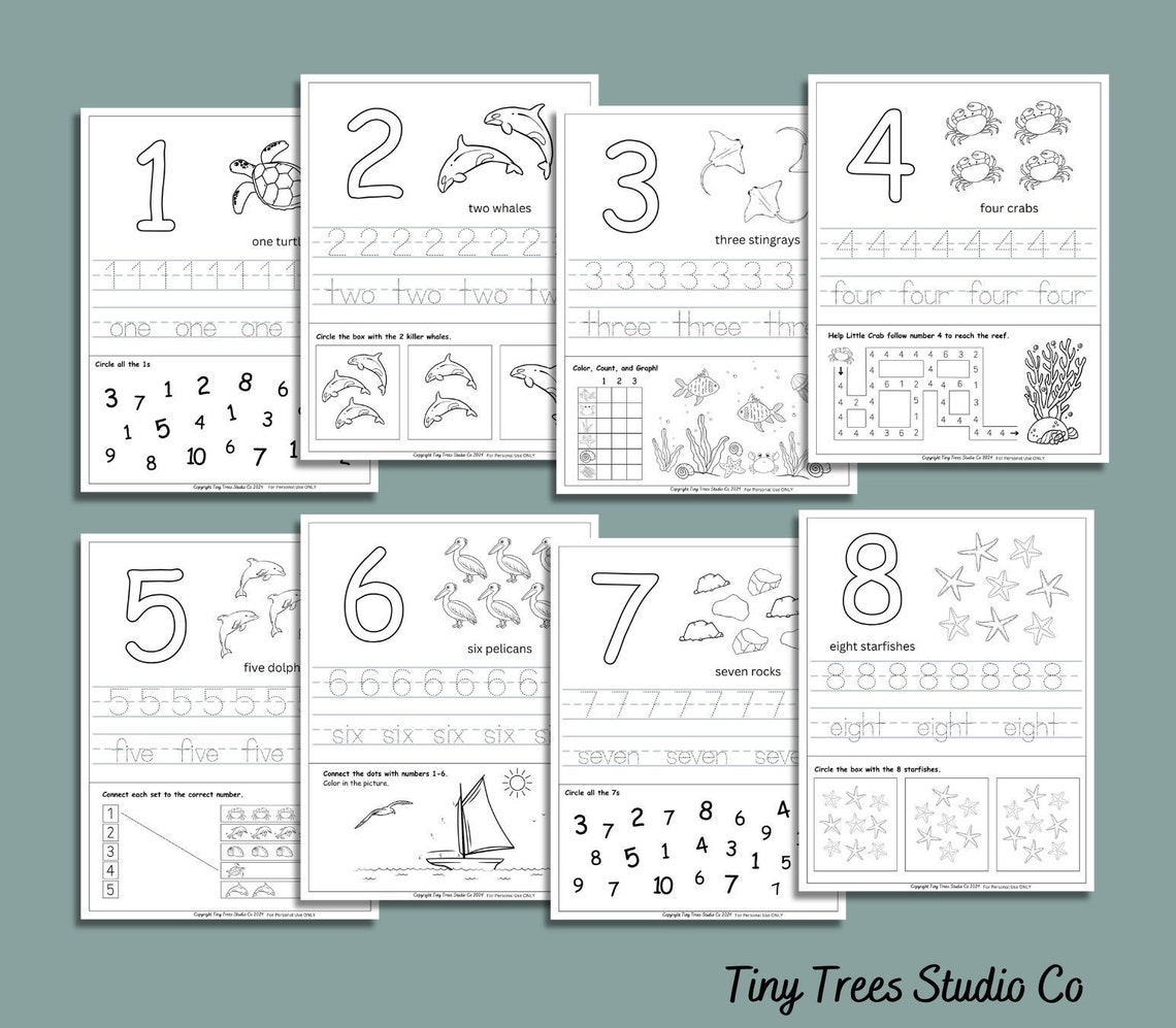 1-12 Number Tracing Activities Bundle, Preschool and Kindergarten ...