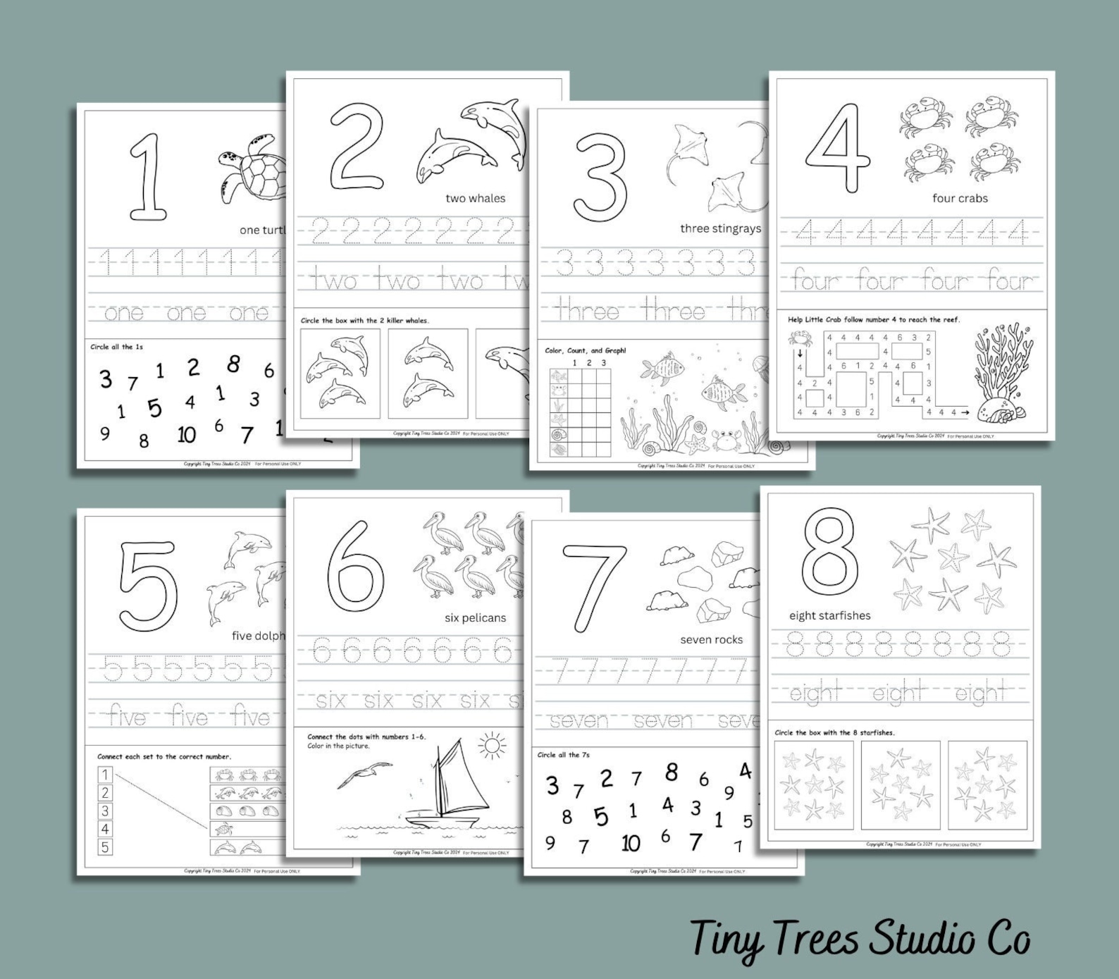 1-12 Number Tracing Activities Bundle, Preschool and Kindergarten ...