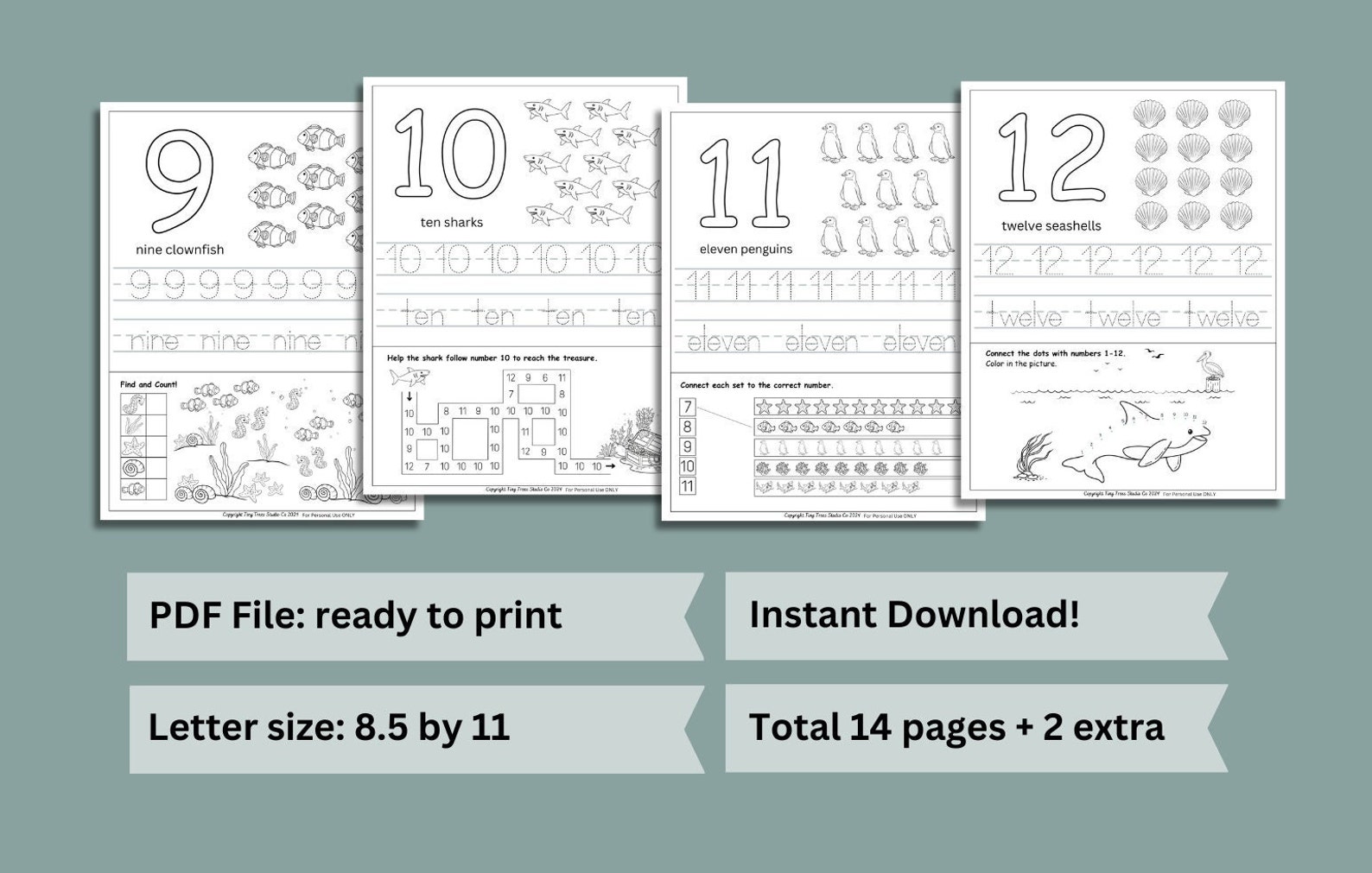 1-12 Number Tracing Activities Bundle, Preschool and Kindergarten ...
