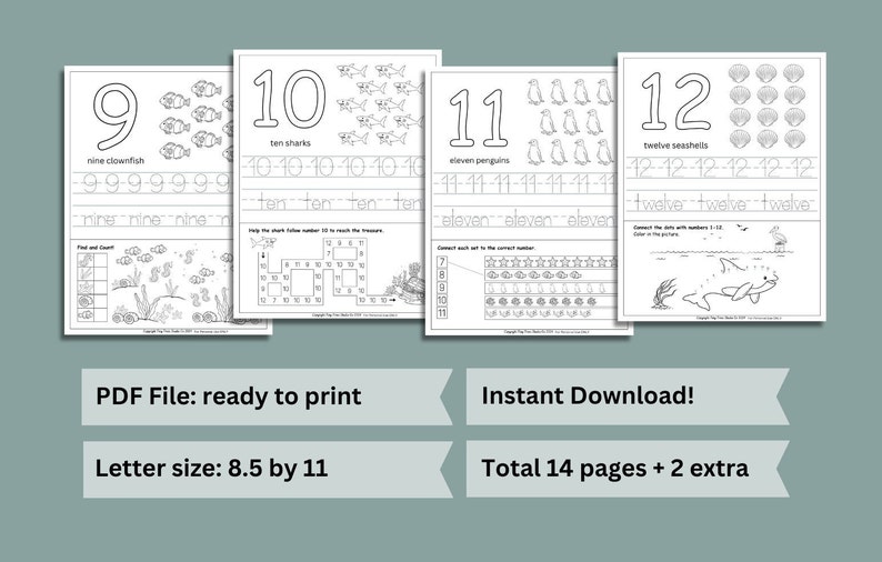 1-12 Number Tracing Activities Bundle, Preschool and Kindergarten ...