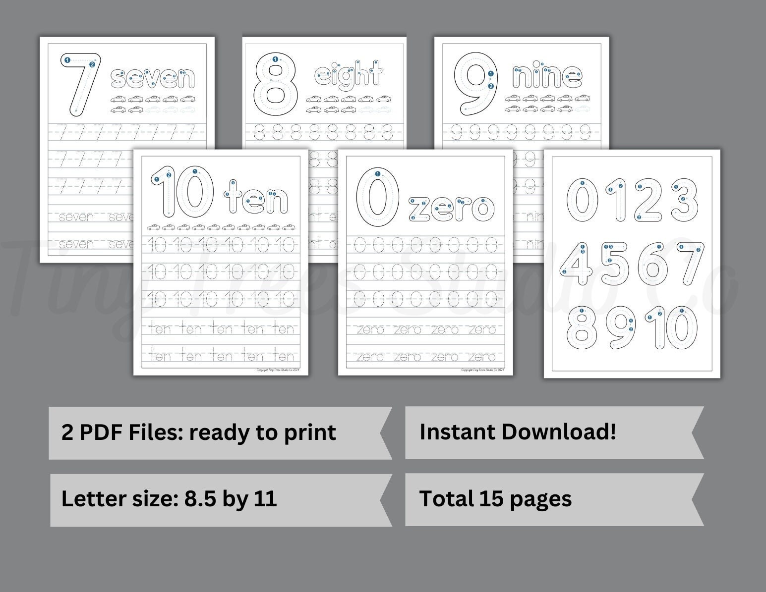0-10 Numbers Tracing Packet and Number Cards, Preschool and ...