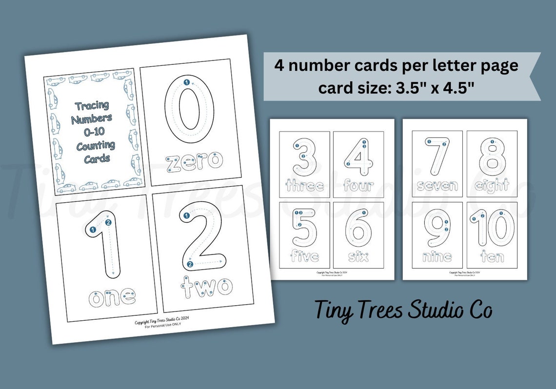 0-10 Number Tracing Cards, Digital Download, Preschool Homeschool ...