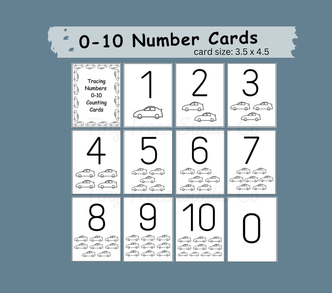 0-10 Car Number Flashcards, Digital Download, Preschool Homeschool ...